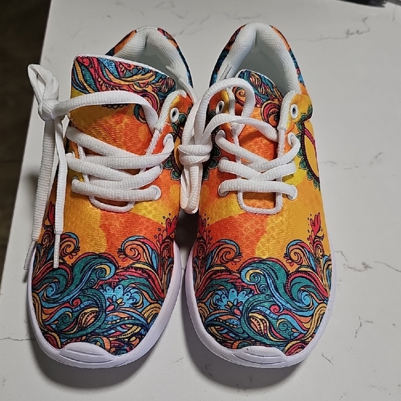 unbranded | Shoes | Peace Love Shoes With Orange And Blue Patterns Soft ...